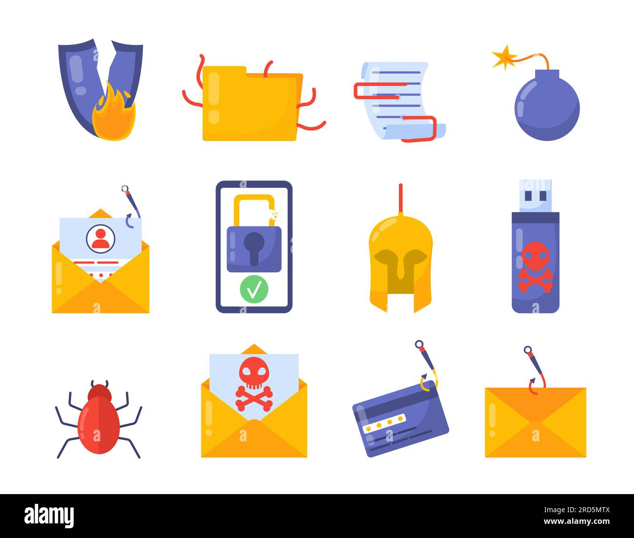 Set Of Hacker Color Icons Stock Vector Image And Art Alamy