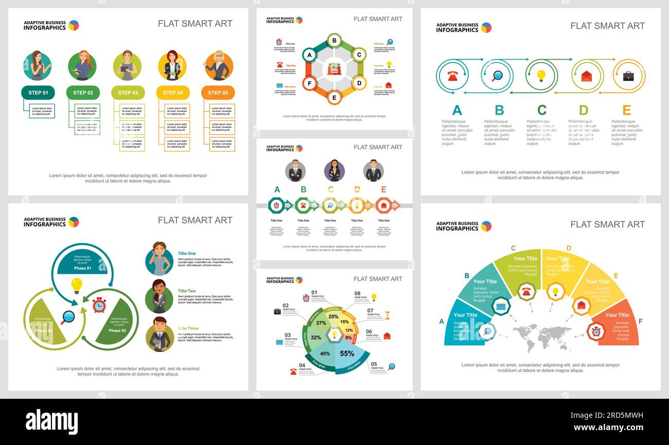 Colorful strategy or logistics concept infographic charts set Stock ...