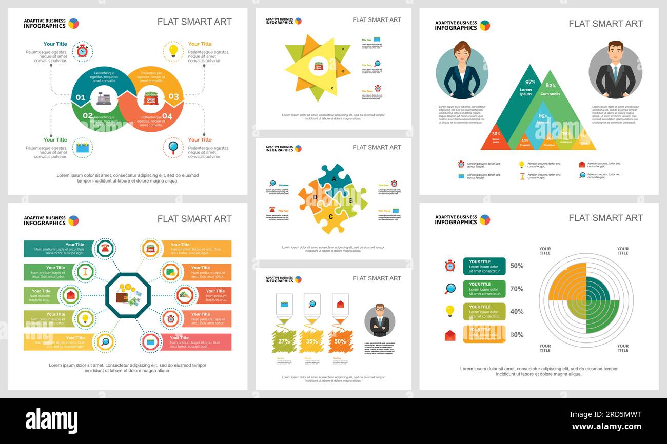 Colorful analysis or statistics concept infographic charts set Stock ...