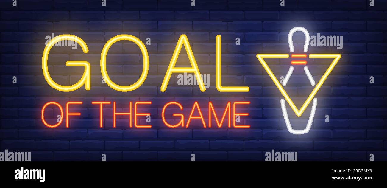 Goal of the game neon text with bowling skittle Stock Vector Image ...