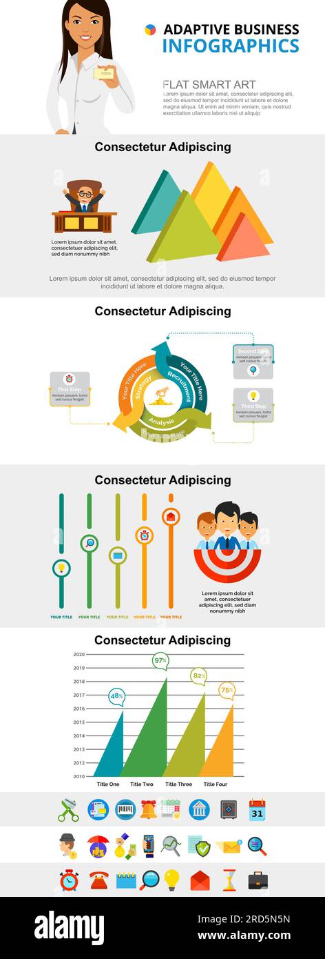 Colorful management or teamwork concept infographic charts set Stock ...