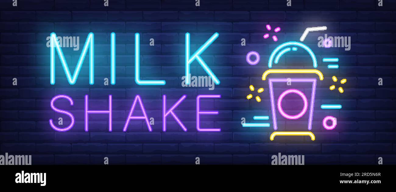 Milk shake neon sign Stock Vector Image & Art - Alamy