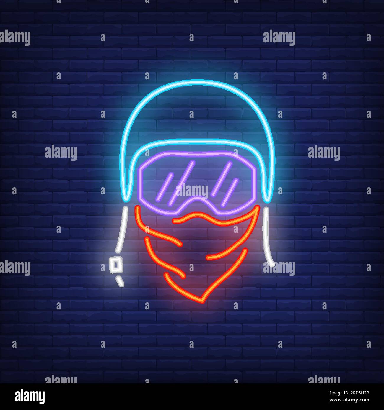 Motorcyclist head in helmet and goggles neon sign Stock Vector Image ...