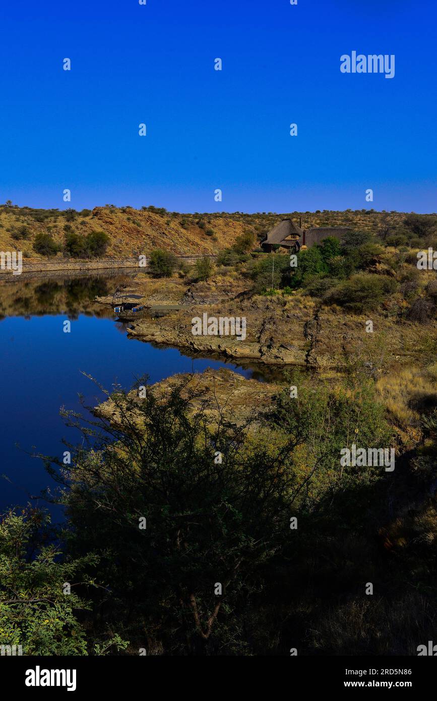 The peacefull Lake Oanob Resort, Namibia Stock Photo - Alamy