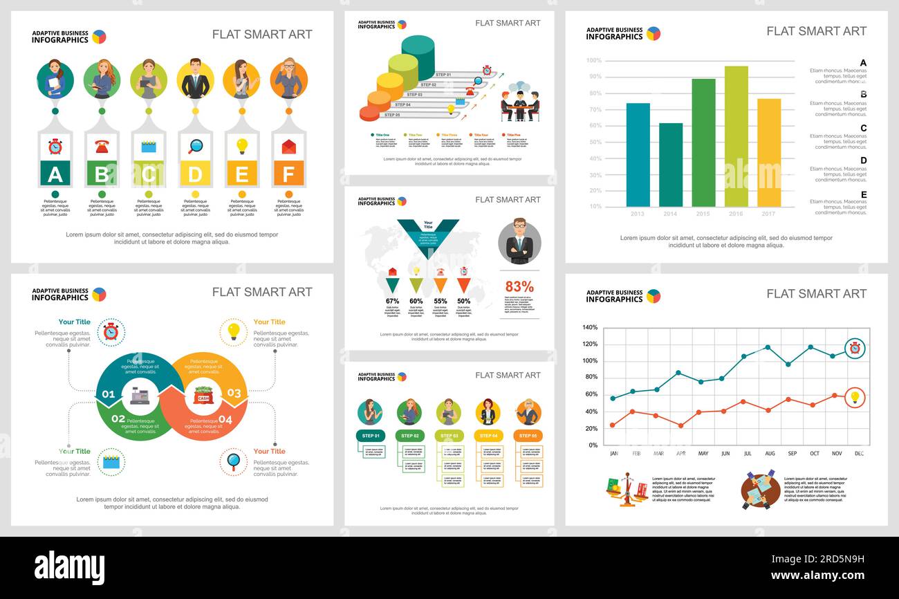 Colorful diagrams set for presentation slide templates Stock Vector ...