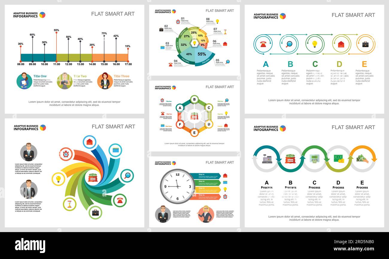 Colorful management or analysis concept infographic charts set Stock ...