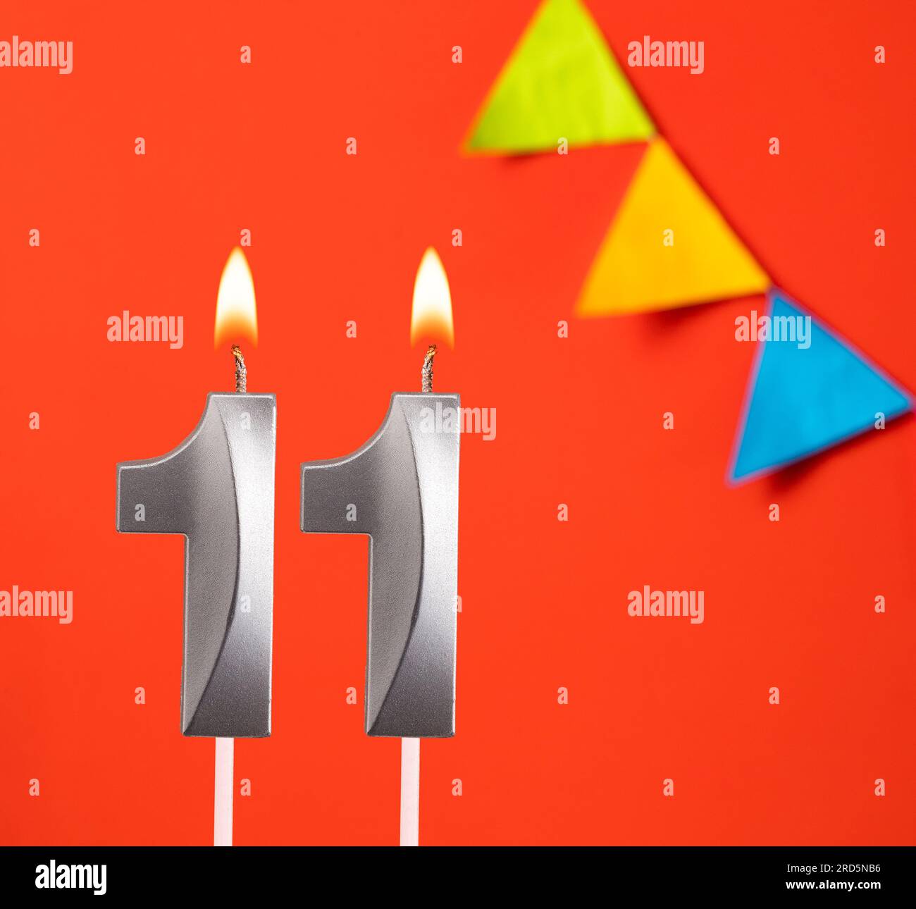 Birthday candle number 11 - Invitation card in orange background Stock ...