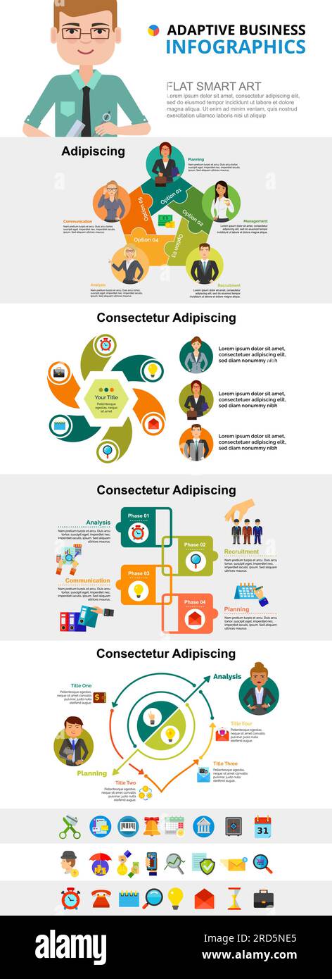 Management and teamwork charts set for presentation Stock Vector Image ...