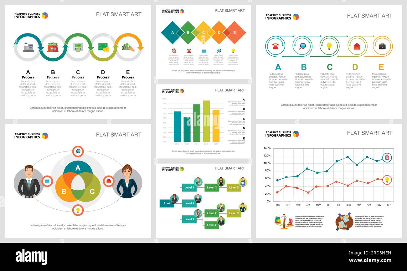Colorful management or teamwork concept infographic charts set Stock ...