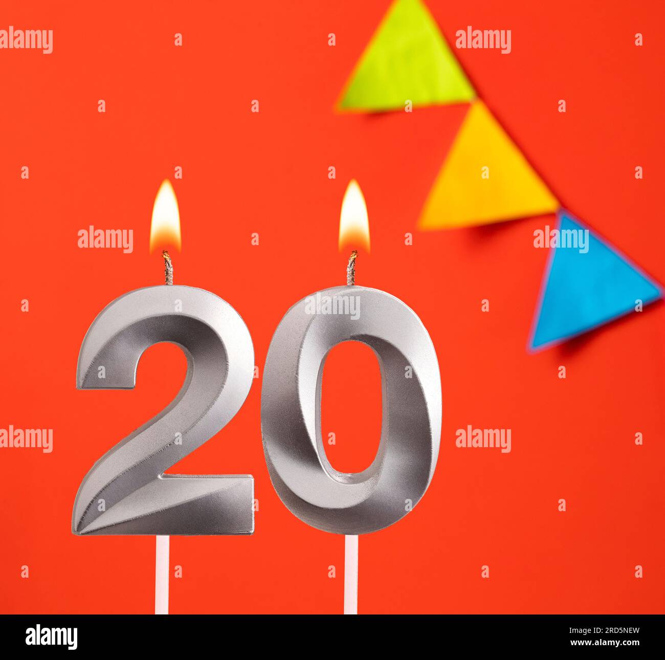 Birthday cake with burning candle number 20 hi-res stock photography ...