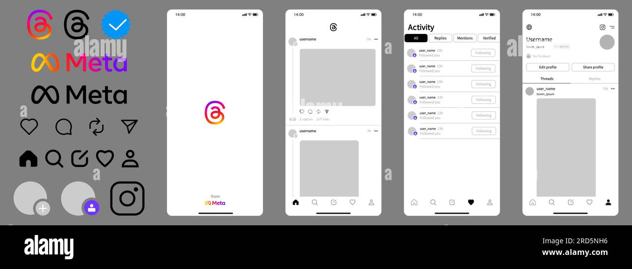 Threads mockup social media template. New Instagram app isolated on ...