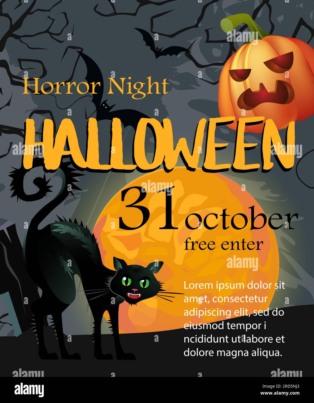 Halloween, October thirty first lettering with moon, pumpkin Stock ...