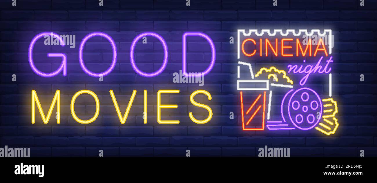 Good movies, cinema night neon sign Stock Vector Image & Art - Alamy