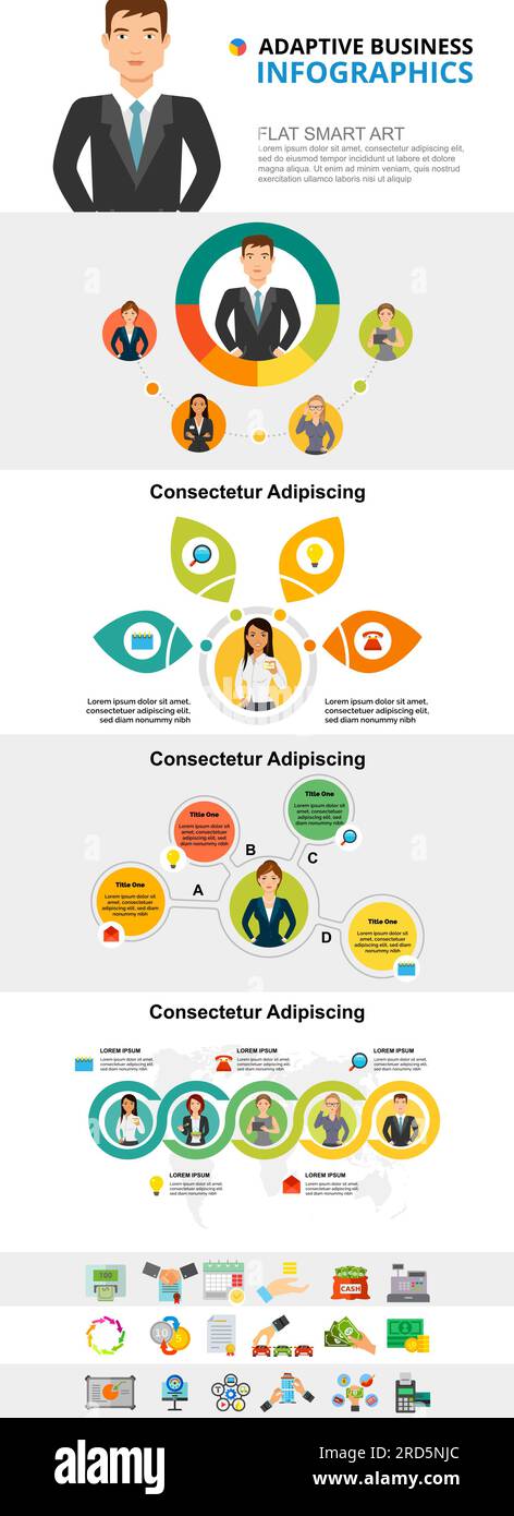 Marketing or workflow concept infographic charts set Stock Vector Image ...