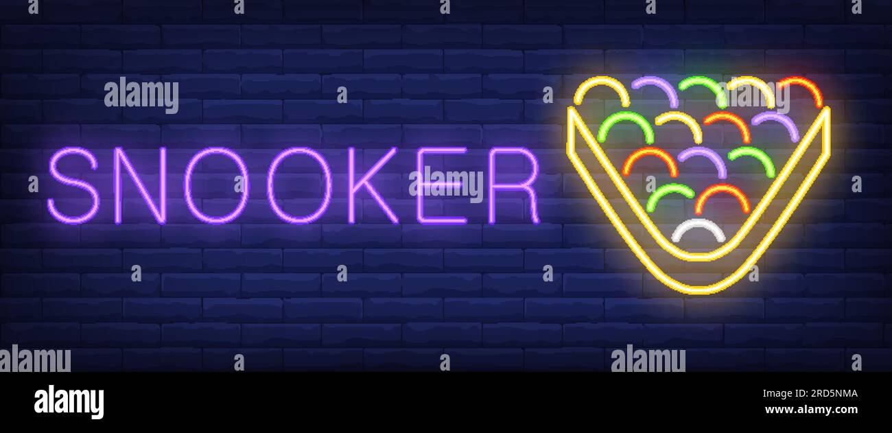 Snooker neon text with balls in triangle Stock Vector Image & Art - Alamy