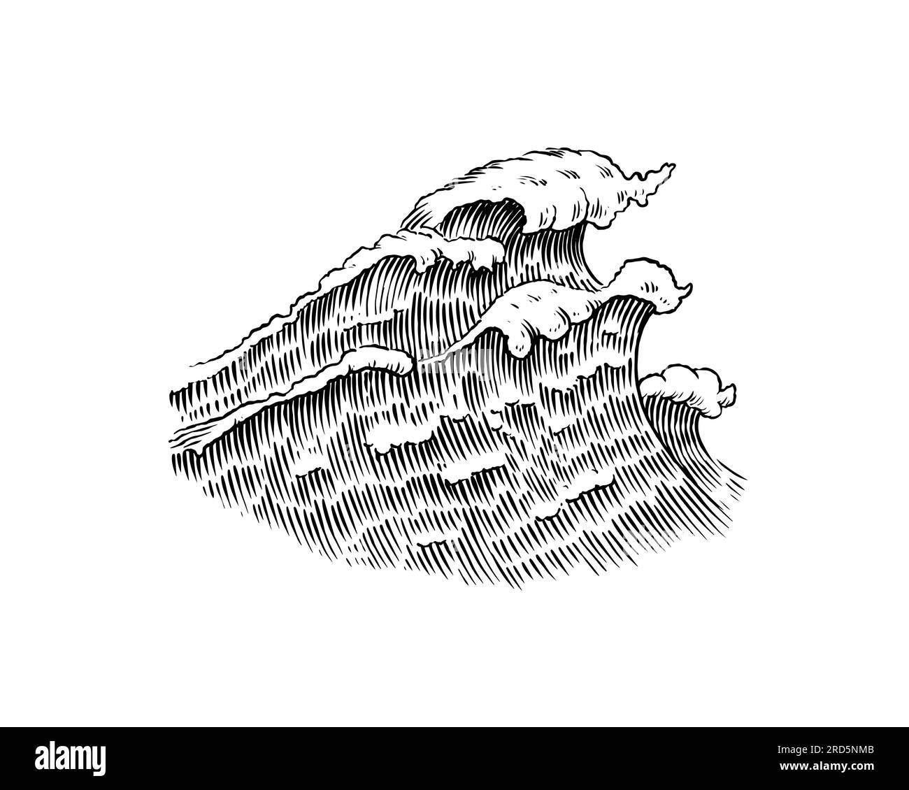 Atlantic tidal waves. Vintage old engraved hand drawn labels. Marine ...