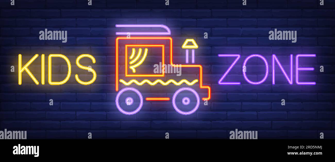 Kids zone neon text with toy car Stock Vector Image & Art - Alamy