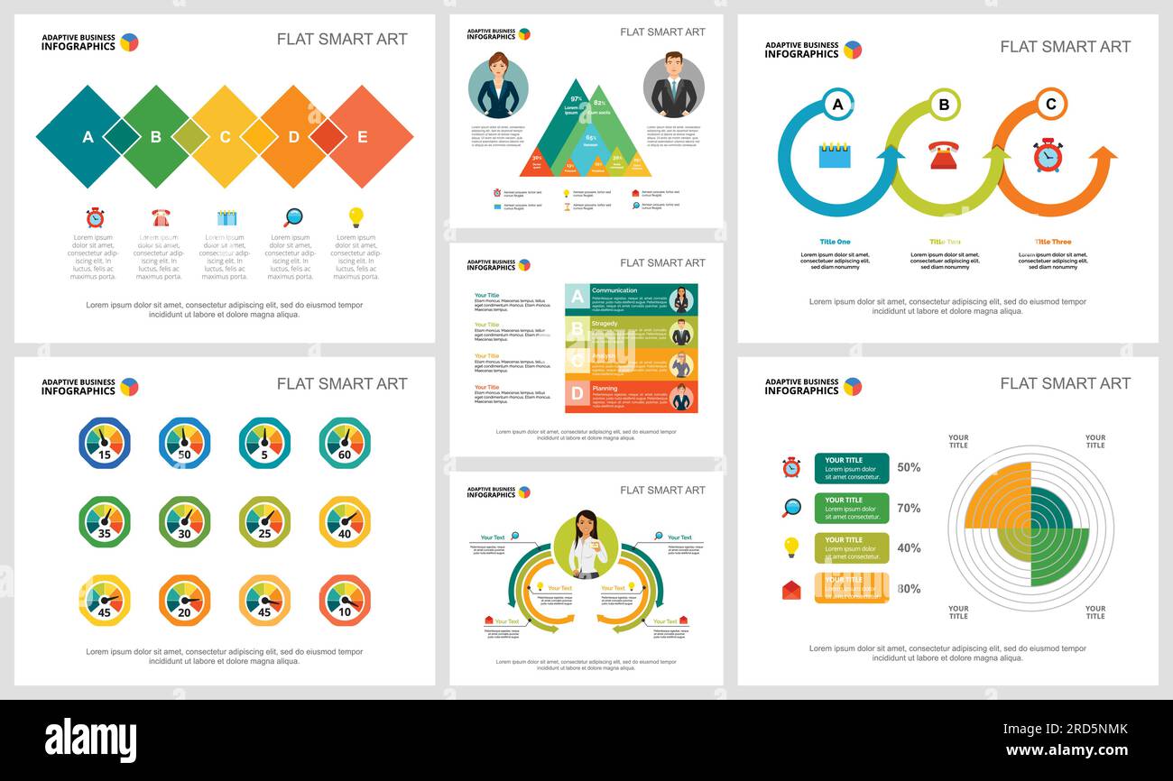 Colorful research and planning infographic charts set Stock Vector ...