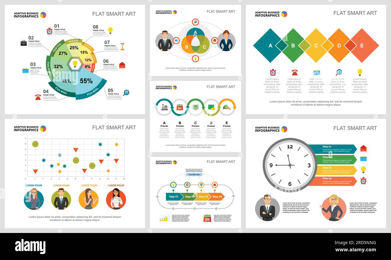 Colorful management or planning concept infographic charts set Stock ...