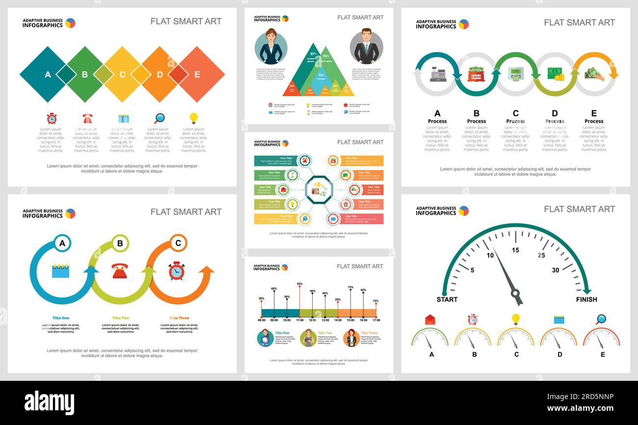 Colorful statistics or economy concept infographic charts set Stock ...