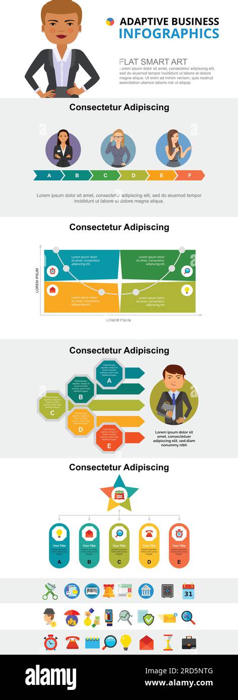 Colorful planning or management infographic charts set Stock Vector ...