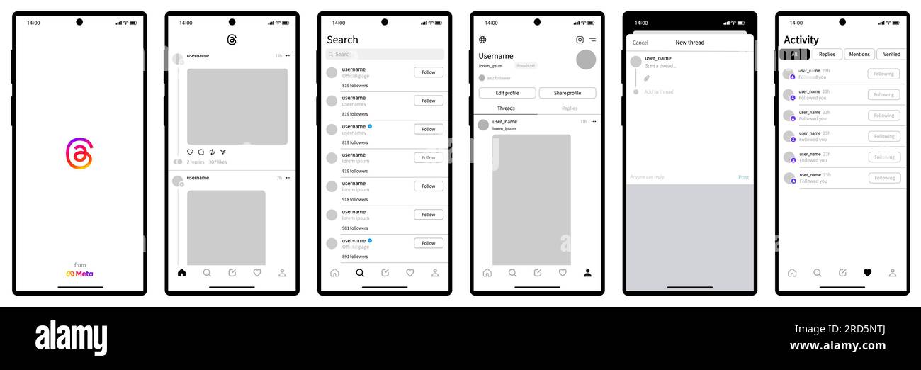 Threads screen mockup on phone. New Instagram app. Editorial vector ...