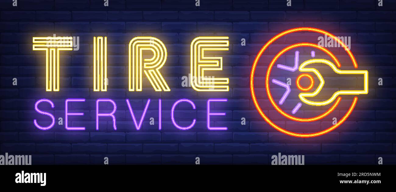 Tire Service sign in neon style Stock Vector Image & Art - Alamy