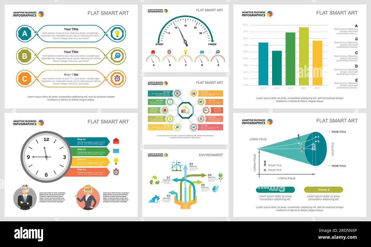 Colorful analysis charts set for presentation slide templates Stock ...