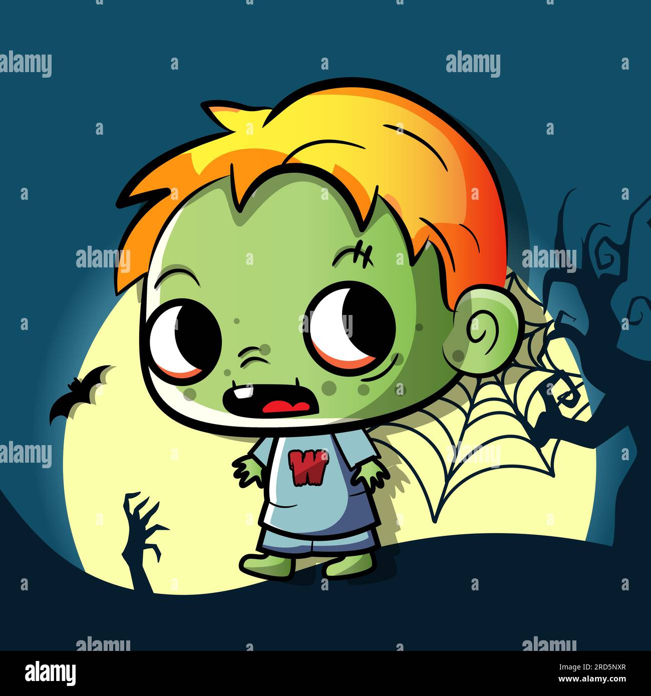 Cute zombie halloween character. Vector illustration Stock Vector Image ...