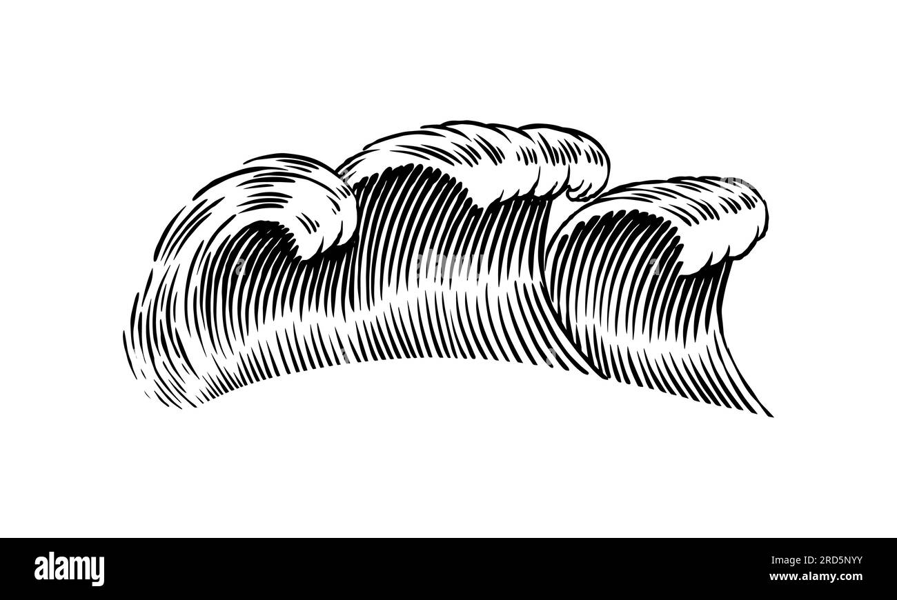 Atlantic tidal waves. Vintage old engraved hand drawn labels. Marine ...