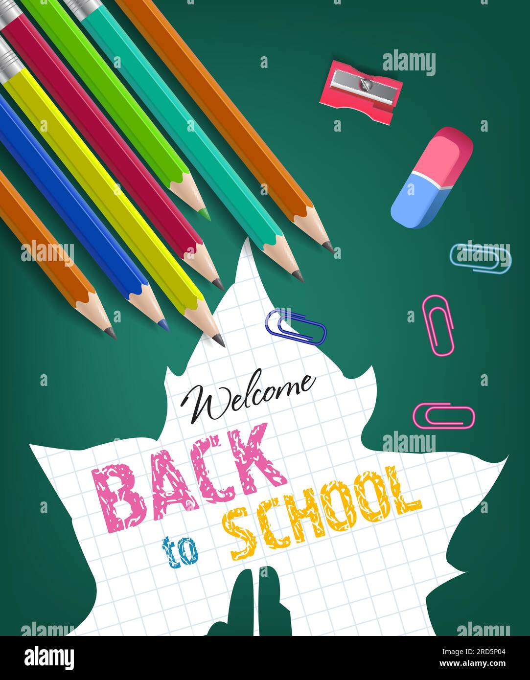 Welcome back to school inscription and colored pencils Stock Vector ...