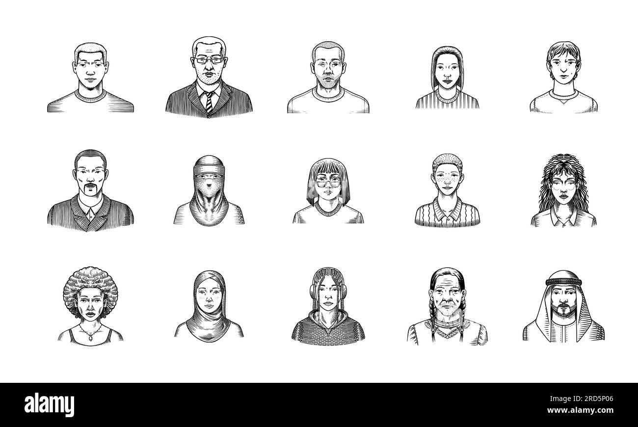 Human Avatars Collection. Diverse faces of people. Characters set ...