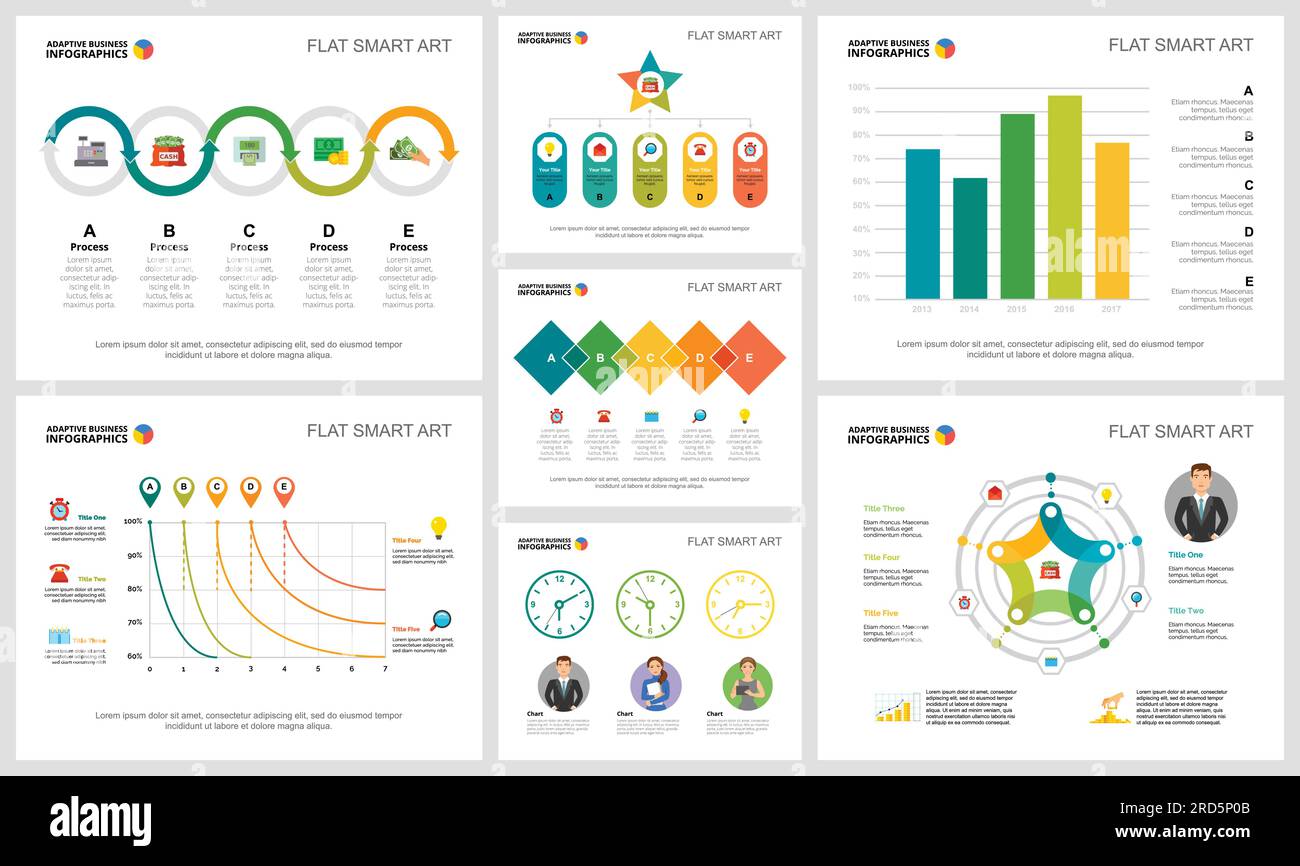 Colorful statistics and finance concept infographic charts set Stock ...