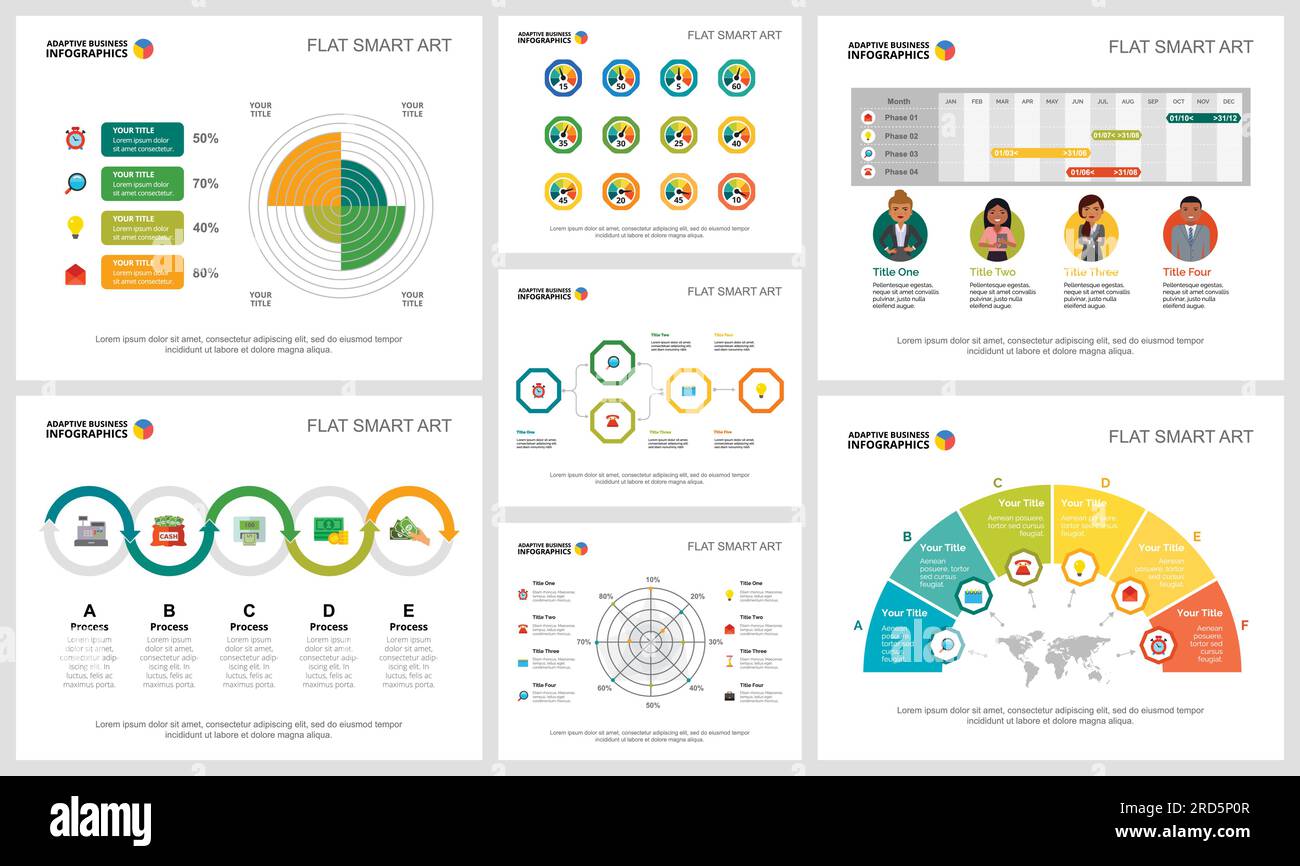 Colorful analytics or logistics concept infographic charts set Stock ...