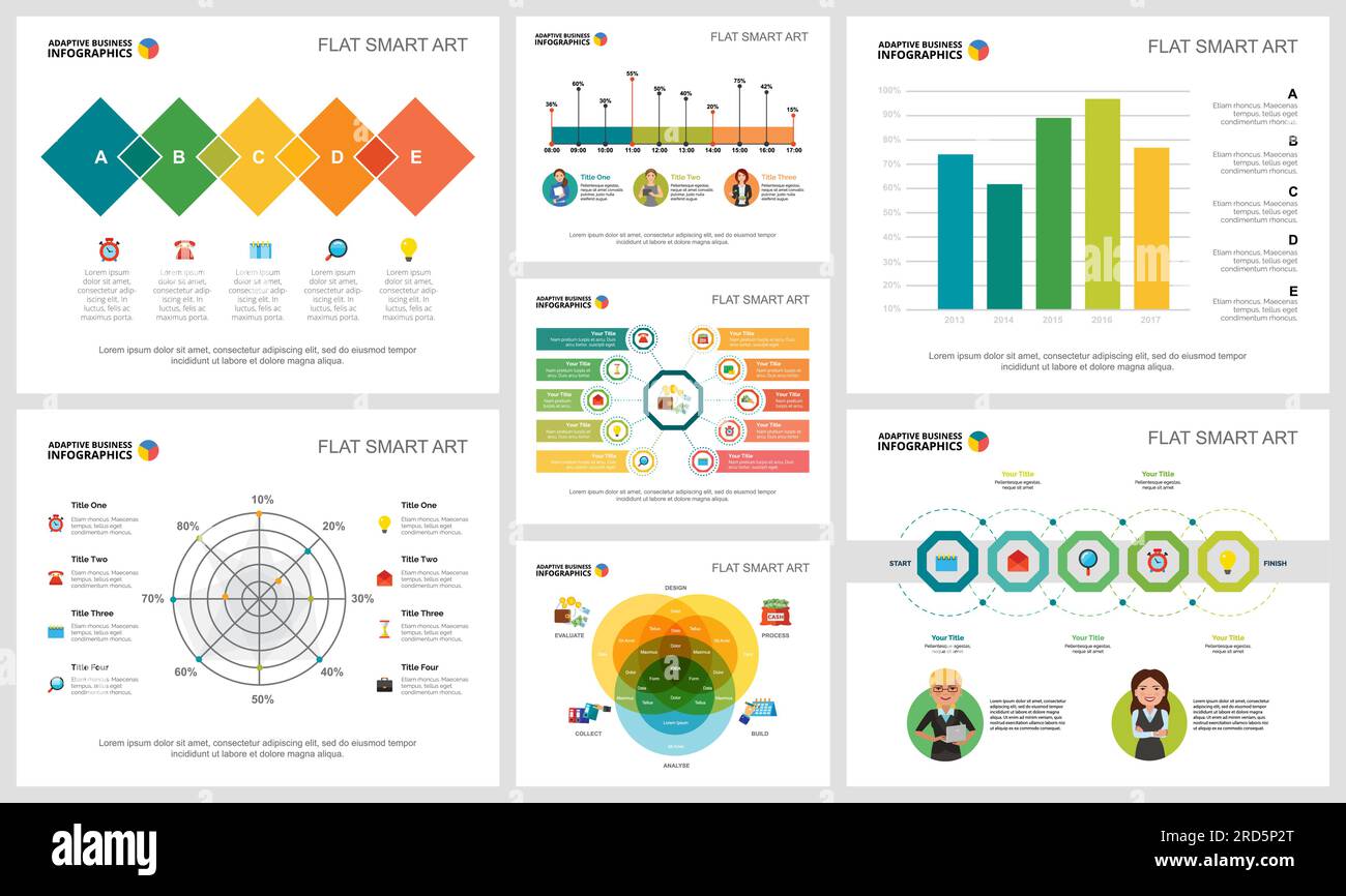 Colorful startup or strategy concept infographic charts set Stock ...