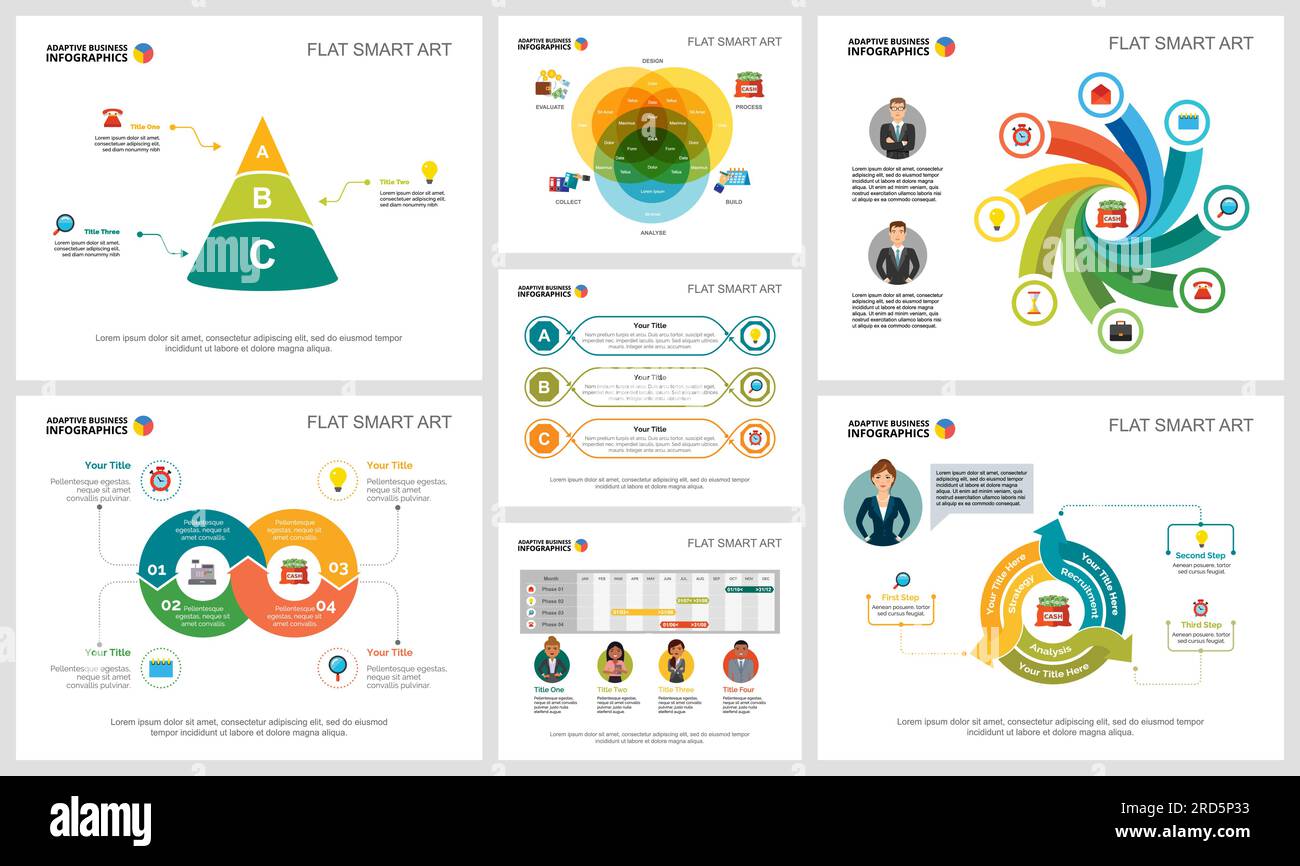 Colorful analytics or planning concept infographic charts set Stock ...