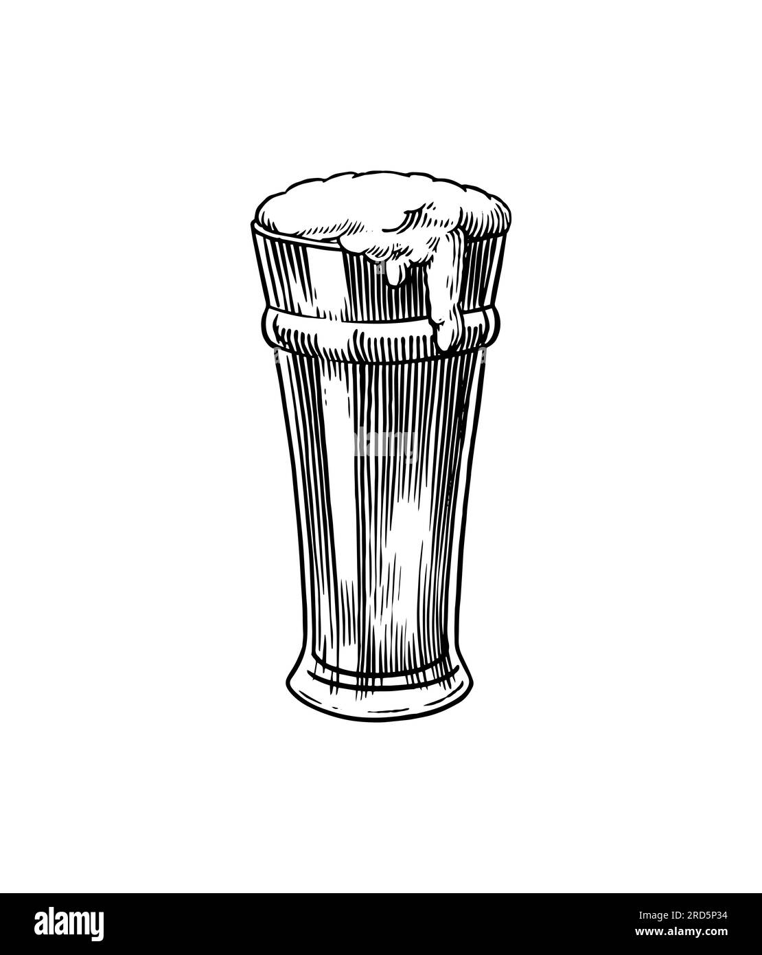 Beer glass, mug of oktoberfest. Engraved in ink hand drawn in old ...