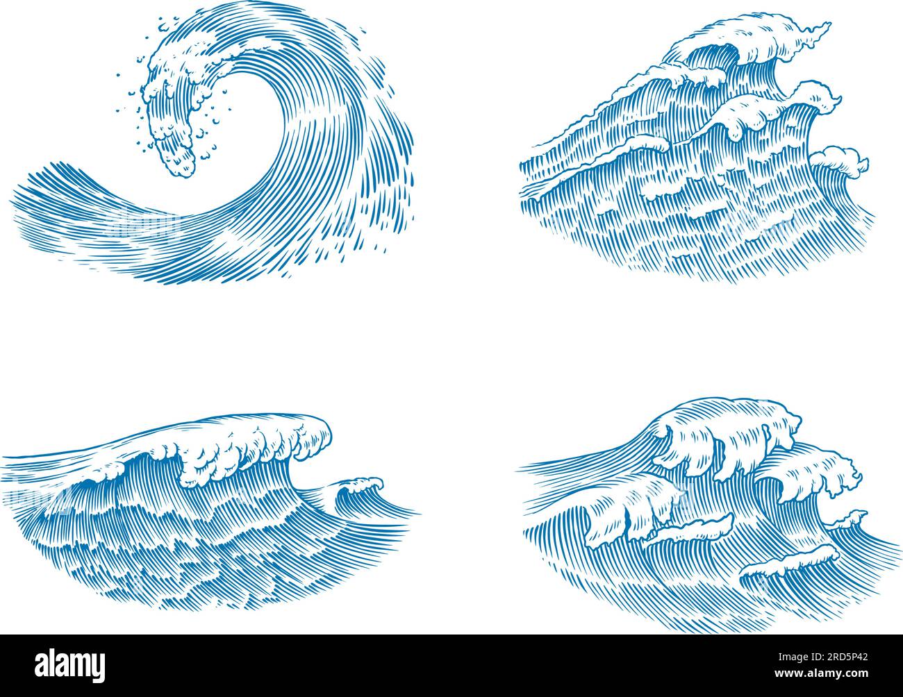 Atlantic tidal waves. Vintage old engraved hand drawn labels. Marine ...