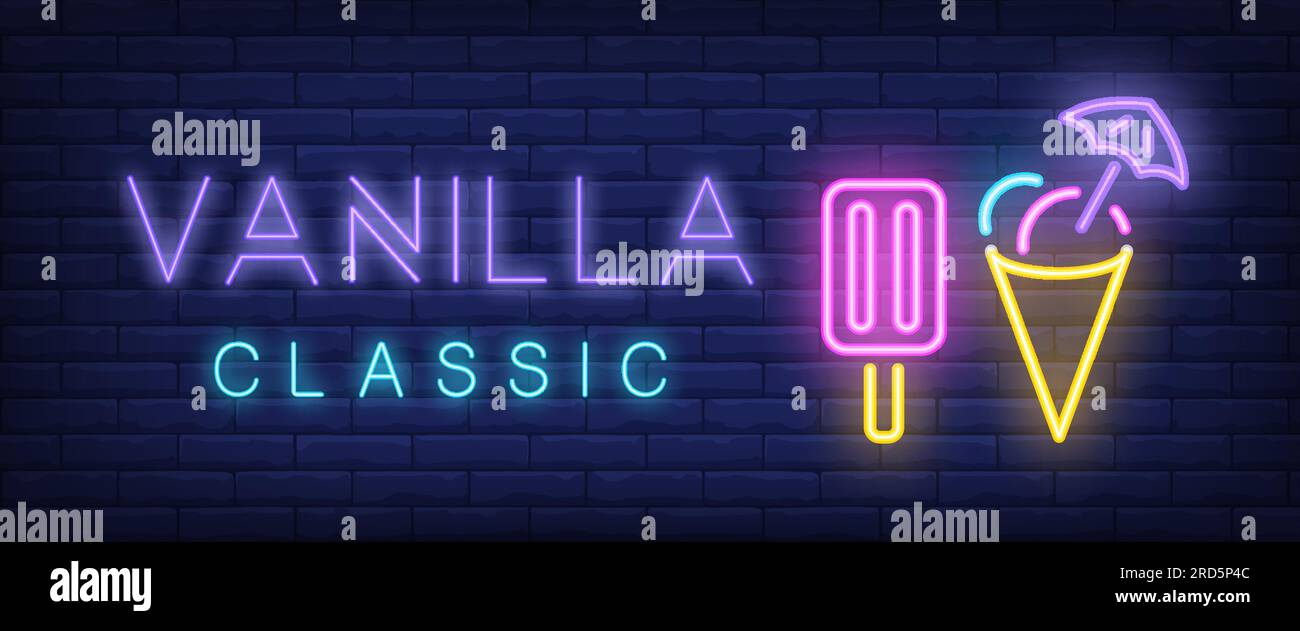 Vanilla classic neon text with ice-cream Stock Vector Image & Art - Alamy