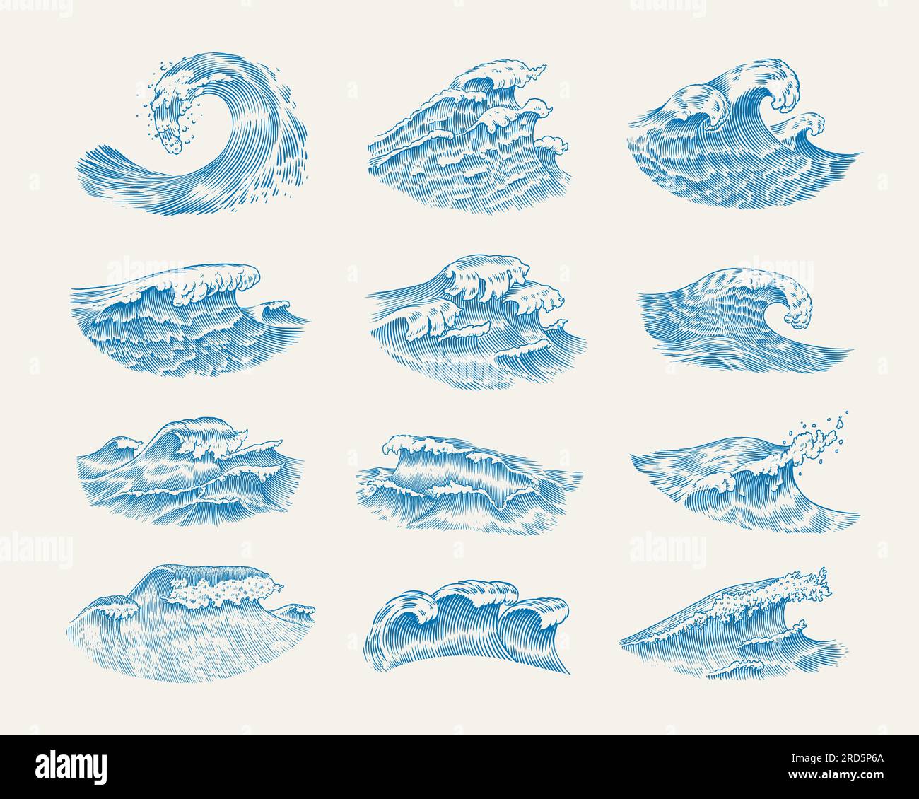 Atlantic tidal waves. Vintage old engraved hand drawn labels. Marine ...