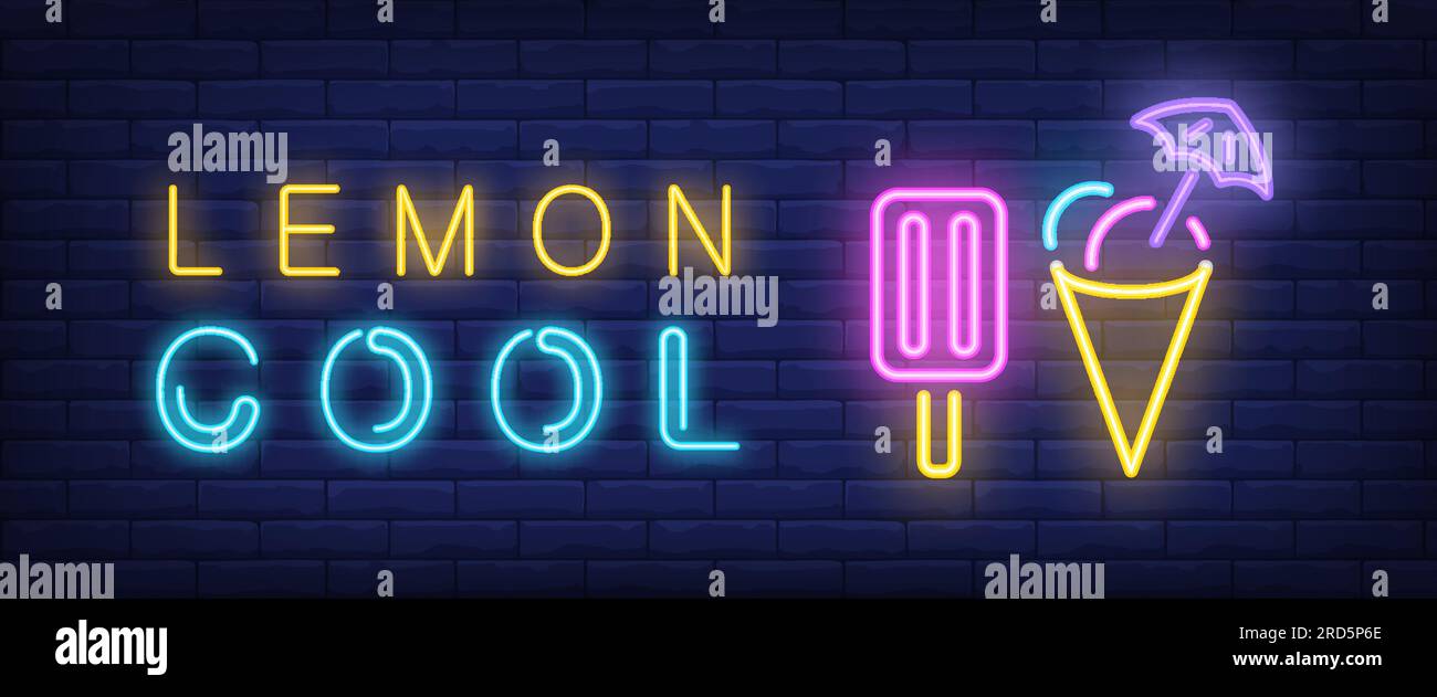 Lemon cool neon text with ice-cream Stock Vector Image & Art - Alamy