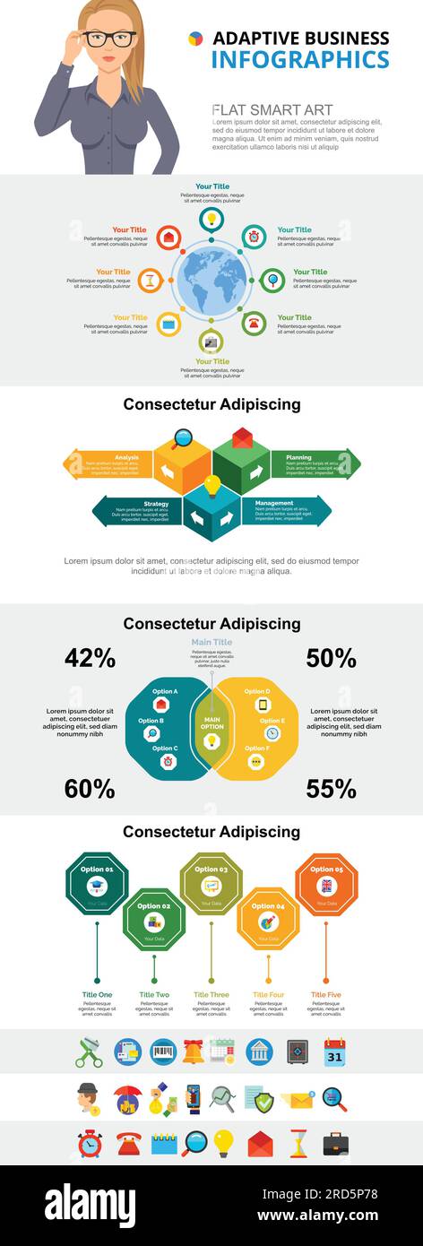 Planning and marketing infographic charts set Stock Vector Image & Art ...
