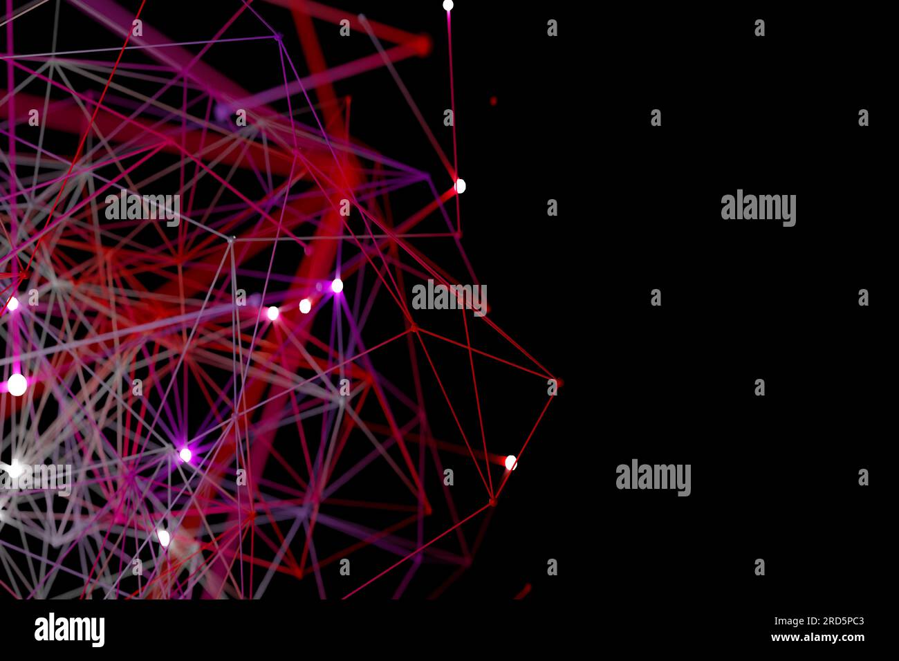 colorful red technology background with line and connected dot fractal ...