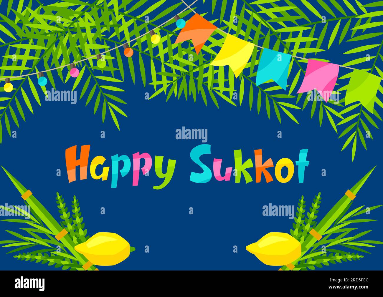 Happy Sukkot greeting card. Holiday background with Jewish festival ...