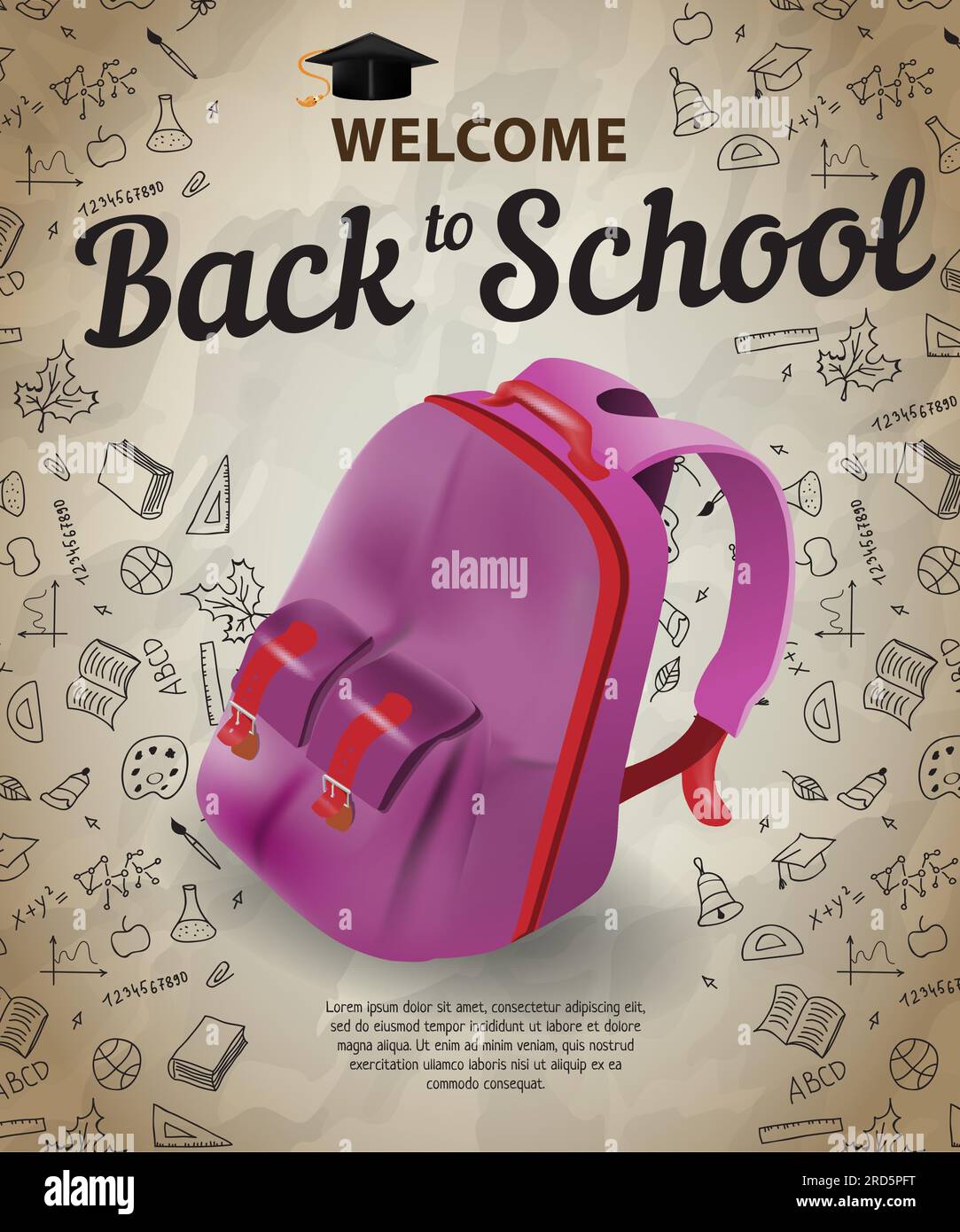 Welcome, back to school lettering and backpack Stock Vector Image & Art ...