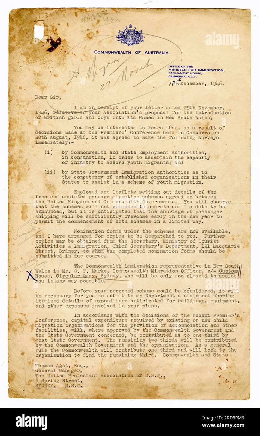 LETTER FROM AUSTRALIAN DEPARTMENT OF IMMIGRATION REGARDING PROPOSAL FOR ...