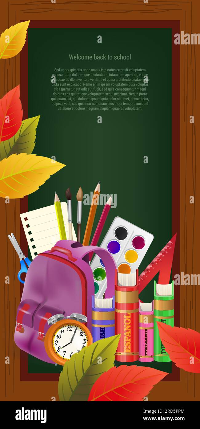 Welcome back to school lettering and sample text in frame Stock Vector ...