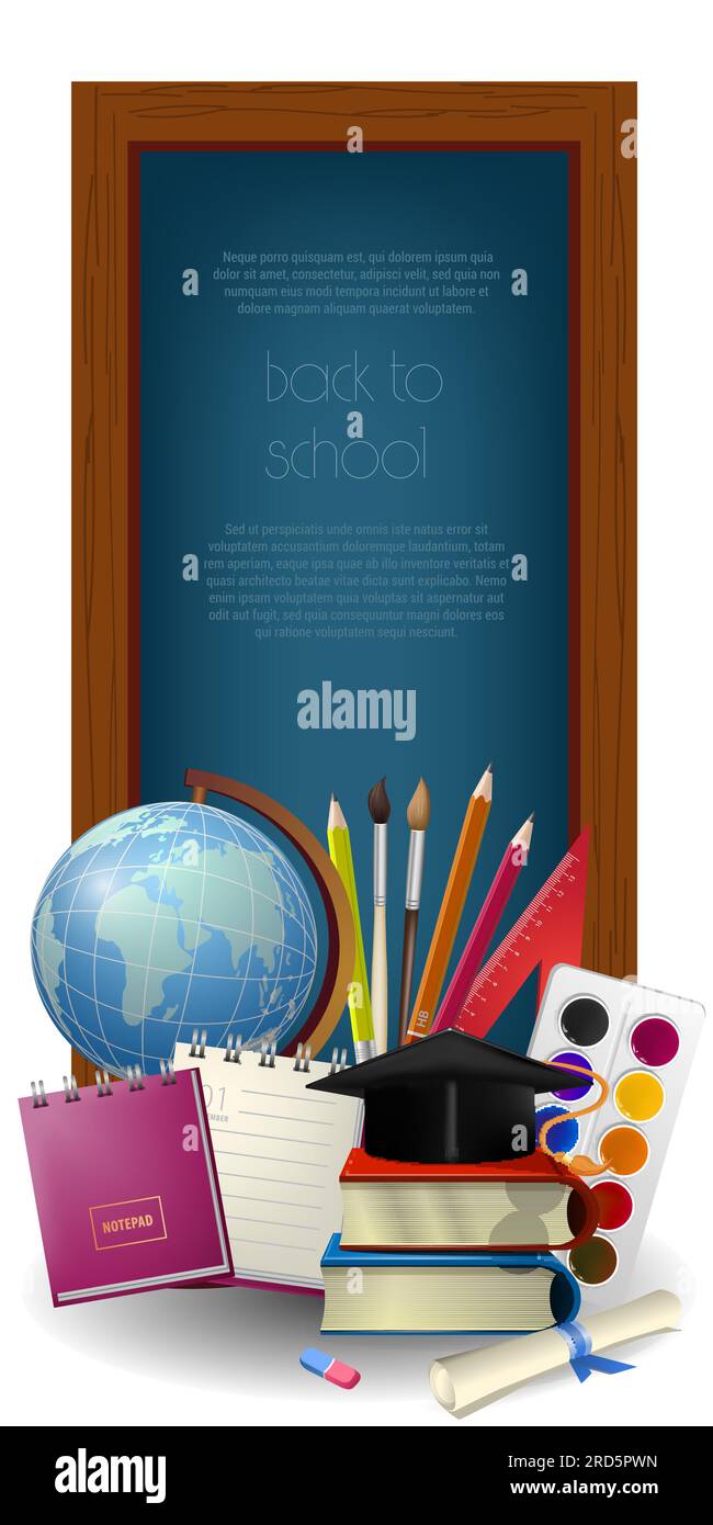 Back to school lettering in frame and supplies Stock Vector Image & Art ...