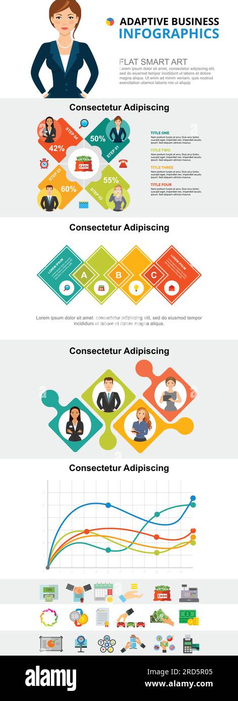 Planning or analysis concept infographic charts set Stock Vector Image ...