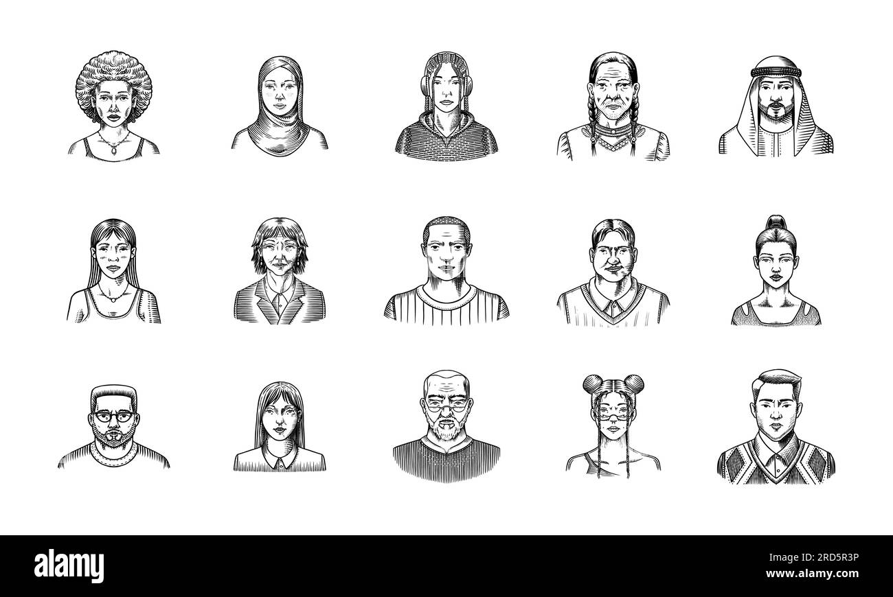Human Avatars Collection. Diverse faces of people. Characters set ...